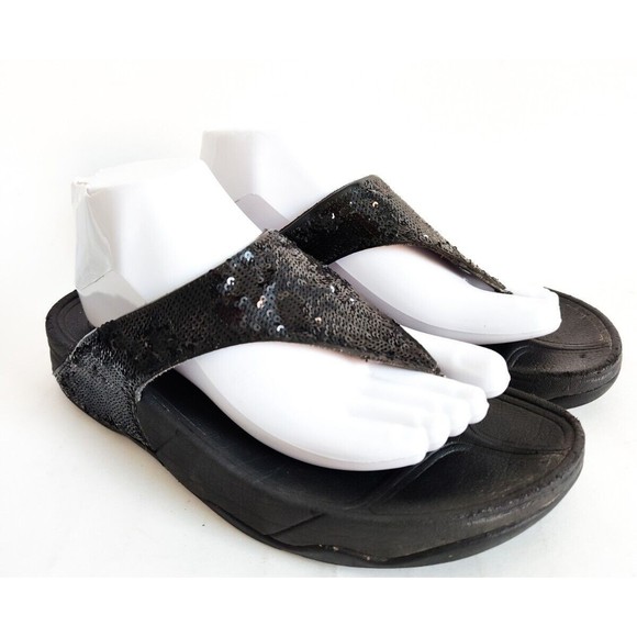 Fitflop | Shoes | Fitflop Electra Classic Black Shiny Sequin Thong ...